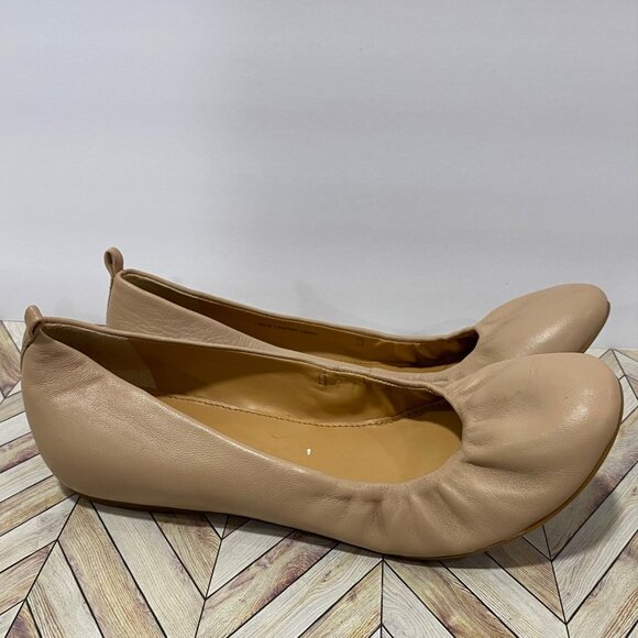 J. Crew | Shoes | J Crew Beige Leather Ballet Flats Size 9 Soft Round ...